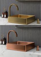 China Square 304 Stainless Steel Above Counter Sink With Pop Up Drain Brushed Rose Gold Color for sale