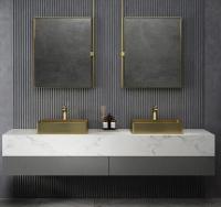 China Brushed Gold Countertop Stainless Steel Vessel Sinks With Faucet Hole for sale