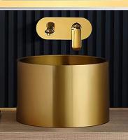 China Stainless Steel 304 Stainless Vessel Sinks , Gold Bathroom Sink Bowl For Cabinet Lavatory for sale