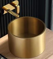 China Stainless Steel 304 Stainless Vessel Sinks , Gold Bathroom Sink Bowl For Cabinet Lavatory for sale