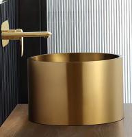 China Stainless Steel 304 Stainless Vessel Sinks , Gold Bathroom Sink Bowl For Cabinet Lavatory for sale