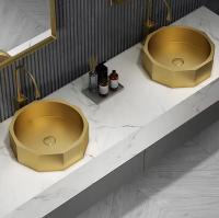 China Luxury Stainless Steel Wash Basin , Brushed Gold Vanity Vessel Sink OEM ODM for sale