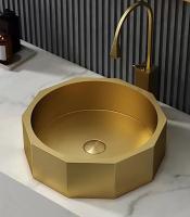 China Luxury Stainless Steel Wash Basin , Brushed Gold Vanity Vessel Sink OEM ODM for sale