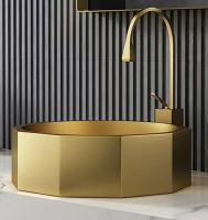 China Luxury Stainless Steel Wash Basin , Brushed Gold Vanity Vessel Sink OEM ODM for sale
