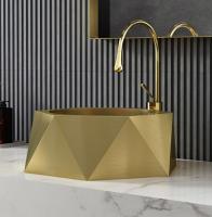 China Diamond Shaped 304 Stainless Steel Vessel Sinks For Bathroom Counter for sale