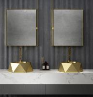 China Diamond Shaped 304 Stainless Steel Vessel Sinks For Bathroom Counter for sale