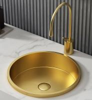 China Bathroom Top Mount Vessel Sink Bowl Round Shape With Satin Brushed Finish for sale