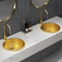 China Bathroom Top Mount Vessel Sink Bowl Round Shape With Satin Brushed Finish for sale