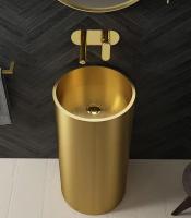 China OEM 304 Stainless Steel Pedestal Sink Circular Column Shape Floor Standing for sale