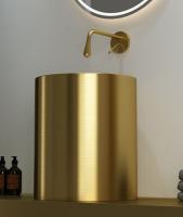 China Freestanding Column Stainless Steel Pedestal Sink For Courtyard Hotel for sale