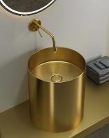 China Freestanding Column Stainless Steel Pedestal Sink For Courtyard Hotel for sale