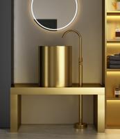 China Freestanding Column Stainless Steel Pedestal Sink For Courtyard Hotel for sale