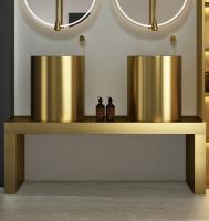 China Freestanding Column Stainless Steel Pedestal Sink For Courtyard Hotel for sale