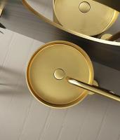 China SUS304 Free Standing Bathroom Basins , Brushed Finish Modern Round Pedestal Sink for sale