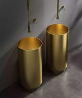 China Floor Standing Round Pedestal Bathroom Sink Basin With 304 Stainless Steel Material for sale