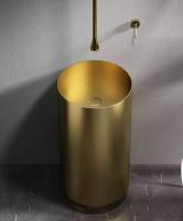 China Floor Standing Round Pedestal Bathroom Sink Basin With 304 Stainless Steel Material for sale