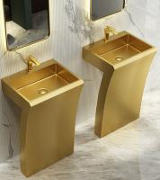 China Modern Vanity Stainless Steel Pedestal Sink Floor Standing 7 Shape for sale