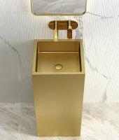 China Modern Column Square Pedestal Bathroom Sink Floor Standing SUS304 Material for sale