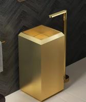 China Square Stainless Steel Free Standing Washbasin Sink With PVD Nano Plating Brushed Finish for sale