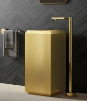 China Square Stainless Steel Free Standing Washbasin Sink With PVD Nano Plating Brushed Finish for sale