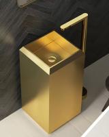China Square Stainless Steel Free Standing Washbasin Sink With PVD Nano Plating Brushed Finish for sale