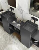 China Square Column Stainless Steel Pedestal Sink Washbasin Floor Standing Type for sale