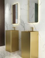 China Stainless Steel 304 Bathroom Standing Sink , Square Column Pedestal Wash Basin for sale