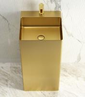 China Stainless Steel 304 Bathroom Standing Sink , Square Column Pedestal Wash Basin for sale