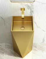 China Brushed Finish Irregular Stainless Steel Pedestal Sink Floor Standing For Bathroom for sale