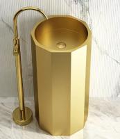 China Round Column 304 Stainless Steel Pedestal Sink ODM With Nano Coating for sale