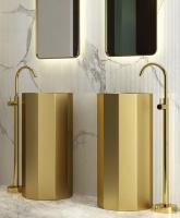 China Round Column 304 Stainless Steel Pedestal Sink ODM With Nano Coating for sale