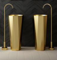 China 304 Stainless Steel Column Pedestal Sink For Hotel Clubhouse Bathroom for sale