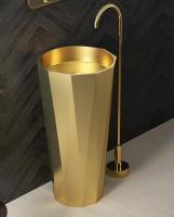 China 304 Stainless Steel Column Pedestal Sink For Hotel Clubhouse Bathroom for sale