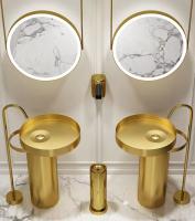 China Bathroom 304 Stainless Steel Pedestal Sink Freestanding Splash Proof for sale