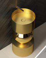 China Cylindrical Bathroom Freestanding Basin Modern Style Brushed Gold Color for sale
