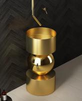 China Cylindrical Bathroom Freestanding Basin Modern Style Brushed Gold Color for sale