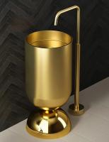China High Arc Free Standing Stainless Steel Pedestal Sink With PVD Nano Tech Coating for sale