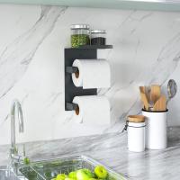 China SUS 304 Double Roll Toilet Paper Holder Matte Black Color Multipurpose for sale
