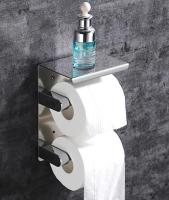 China SUS 304 Double Roll Toilet Paper Holder Matte Black Color Multipurpose for sale