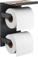 China SUS 304 Double Roll Toilet Paper Holder Matte Black Color Multipurpose for sale