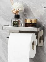 China Adhesive Stainless Steel Toilet Paper Dispenser With Shelf Polished Chrome Color for sale