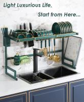 China Green Gold Over The Sink Drying Rack Stainless Steel Material 850mm Width for sale