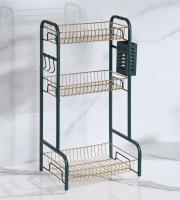 China 3 Tier Countertop Kitchen Rack Stainless Steel Green Gold 1.8 Litres Volume for sale