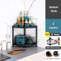 China Multi Layer Stainless Steel Kitchen Corner Shelf Matte Black Baking Paint Finish for sale