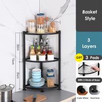 China Multi Layer Stainless Steel Kitchen Corner Shelf Matte Black Baking Paint Finish for sale