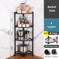 China Multi Layer Stainless Steel Kitchen Corner Shelf Matte Black Baking Paint Finish for sale