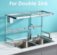 China 2 Tier Dish Dryer Rack Over Sink  , Polishing Double Sink Drying Rack ODM for sale
