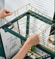 China Kitchen 25Inch Stainless Steel Dish Drying Rack Over Sink Green Gold 515mm Height for sale