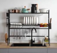 China Stainless Steel Adjustable Over Sink Dish Rack 2 Tiers 780mm Height 255mm Width for sale