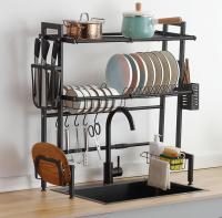 China Stainless Steel Adjustable Over Sink Dish Rack 2 Tiers 780mm Height 255mm Width for sale